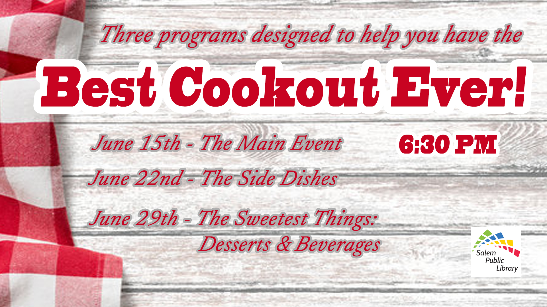 'Best Cookout Ever' Program Series at Salem Public Library Events ...