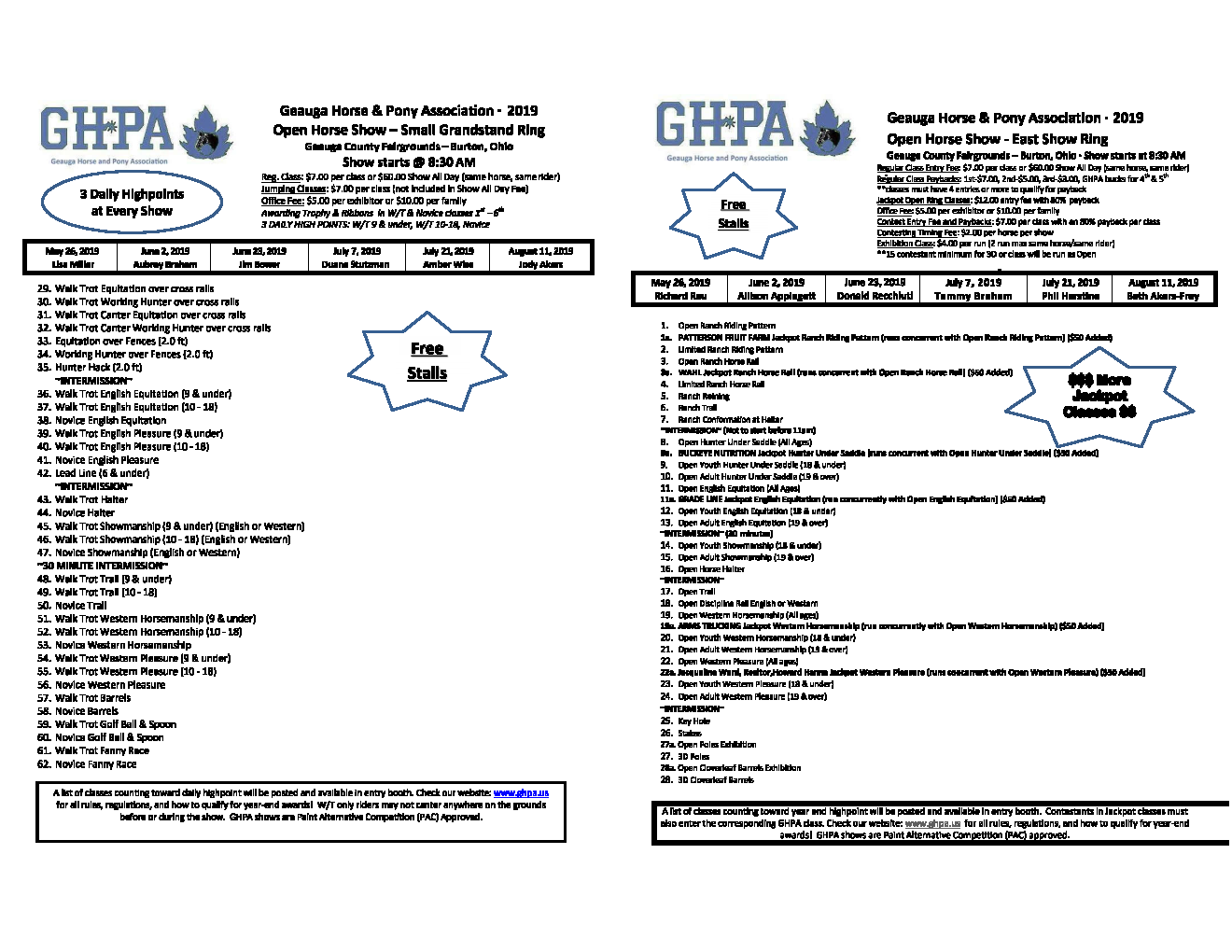 GHPA Open Horse Show Events - Farm and Dairy